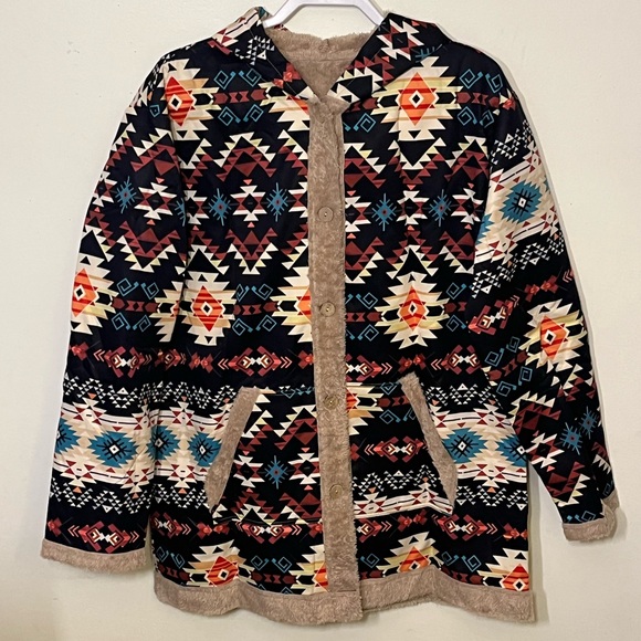 Source Unknown | Jackets & Coats | Bright And Beautiful Aztec Print ...